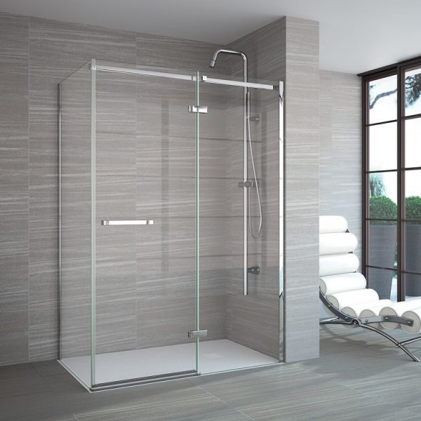 Merlyn 8 Series Frameless Hinge & Inline in a Recess Shower Enclosure ...